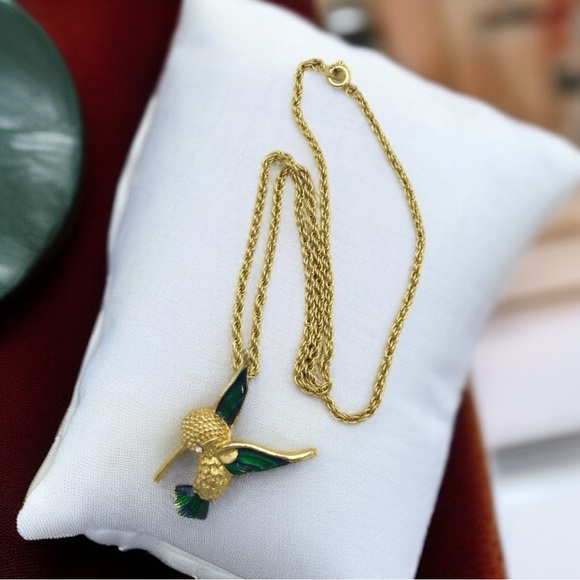 Jewelry | Enamel Hummingbird Pendant Necklace | Poshmark